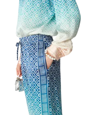 Casablanca Jacquard Gradient Silk Trousers - Blue