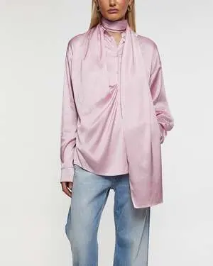 Acne Studios Layered Satin Shirt With Scarf