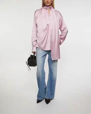 Acne Studios Layered Satin Shirt With Scarf