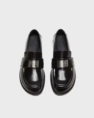 Acne Studios Logo Leather Loafers - Black