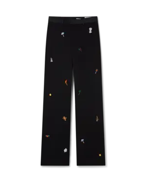 Casablanca Embroidered Motif Wool Tailored Trousers - Multicolor