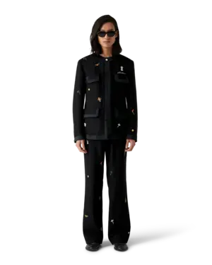 Casablanca Embroidered Motif Wool Tailored Trousers