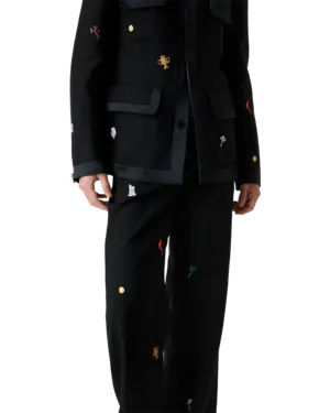 Casablanca Embroidered Motif Wool Tailored Trousers