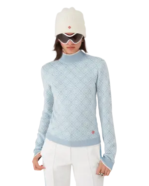 Casablanca Ski Monogram High Neck Top - Blue