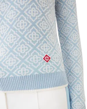 Casablanca Ski Monogram High Neck Top - Blue