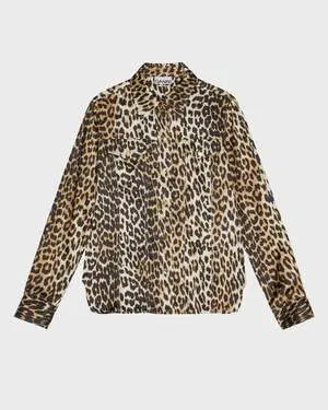 GANNI Printed Satin Shirt