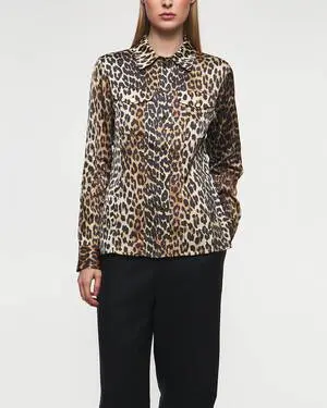 GANNI Printed Satin Shirt