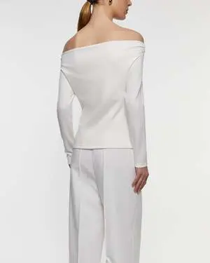 WAKAKUU Off-shoulder Long Sleeve Top - Ivory
