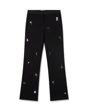 Casablanca Embroidered Motif Wool Tailored Trousers - Multicolor