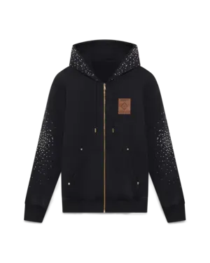 Casablanca La Prémonition Crystal Embellished Zip Hooded Sweatshirt