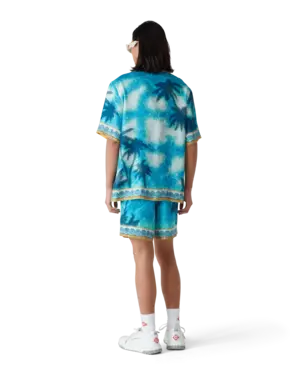 Casablanca Poolside Emblem Short Sleeve Silk Shirt