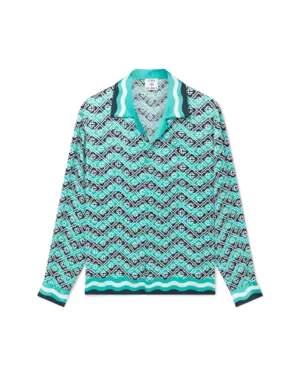 Casablanca Monogram Wave Long Sleeve Silk Shirt