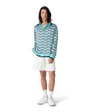 Casablanca Monogram Wave Long Sleeve Silk Shirt