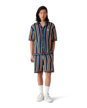 Casablanca Crochet Short Sleeve Stripe Shirt