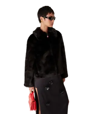 Casablanca Faux Fur Jacket With Graphic Embellishment