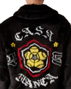 Casablanca Faux Fur Jacket With Graphic Embellishment