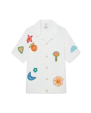 Casablanca Motif Short Sleeve Crochet Shirt