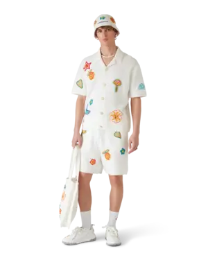 Casablanca Motif Short Sleeve Crochet Shirt