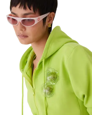 Casablanca Zip Hoodie With Flower Brooches