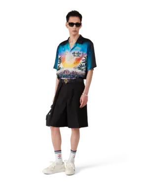 Casablanca Wool Pleated Tailored Shorts - Multicolor