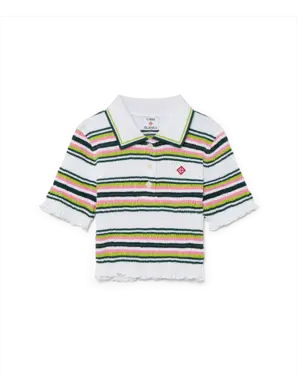 Casablanca Striped Cropped Polo Shirt - Multicolor