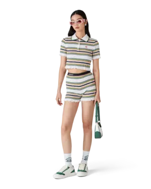 Casablanca Striped Cropped Polo Shirt - Multicolor