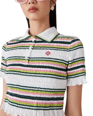 Casablanca Striped Cropped Polo Shirt - Multicolor