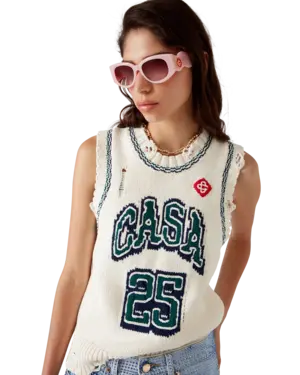 Casablanca Intarsia Baseball Top