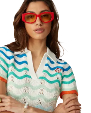 Casablanca Gradient Wave Crochet Top