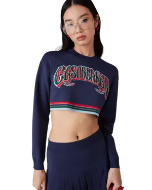 Casablanca Baseball Cropped Jumper