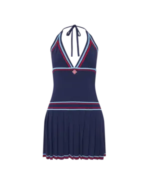 Casablanca Pleated Halter Mini Dress - Red