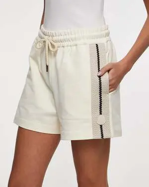 Moncler Cotton Fleece Shorts With Crochet Accent