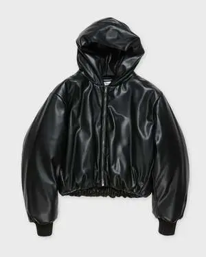 Women's Black Hooded Leather Jackets