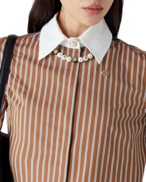 Casablanca Stripe Cropped Long Sleeve Shirt
