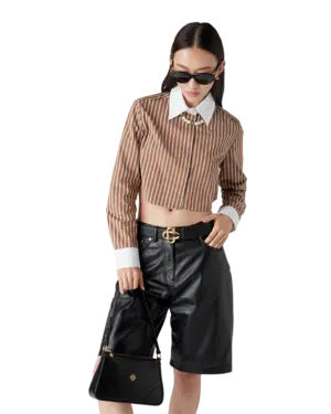 Casablanca Stripe Cropped Long Sleeve Shirt