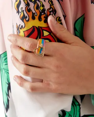 Casablanca Rainbow Heart Ring