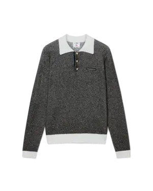 Casablanca Boucle Stripe Long Sleeve Polo Shirt