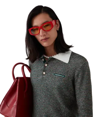 Casablanca Boucle Stripe Long Sleeve Polo Shirt