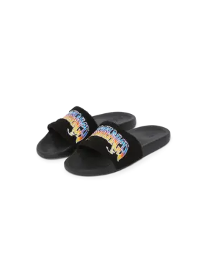 Casablanca Gothic Terry Sliders - Black