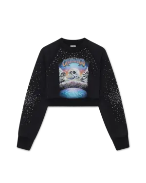 Casablanca La Prémonition Crystal Embellished Cropped Sweatshirt - Multicolor