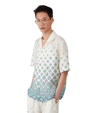 Casablanca Gradient Monogram Short Sleeve Linen Shirt - Multicolor