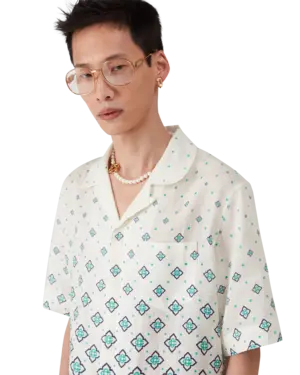 Casablanca Gradient Monogram Short Sleeve Linen Shirt - Multicolor