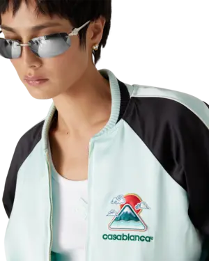 Casablanca Embroidered Satin Bomber Jacket