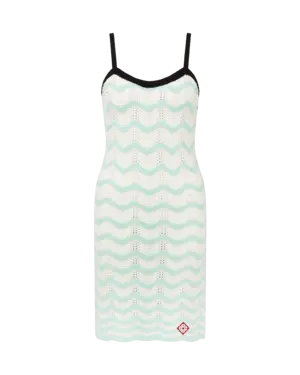 Casablanca Cotton Wave Crochet Mini Dress - Black