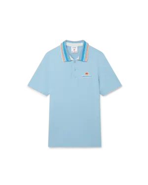 Casablanca Knit Pique Short Sleeve Polo Shirt - Blue