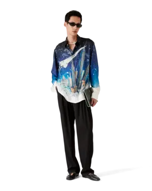 Casablanca Vol De Nuit Long Sleeve Silk Shirt