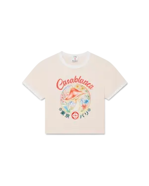 Casablanca Mushroom Emblem Cropped Short Sleeve T-shirt - Multicolor