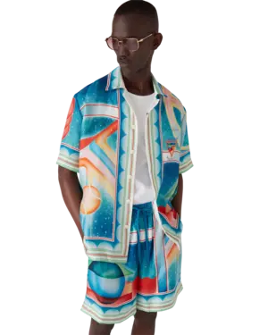 Casablanca Galaxy Court Short Sleeve Silk Shirt