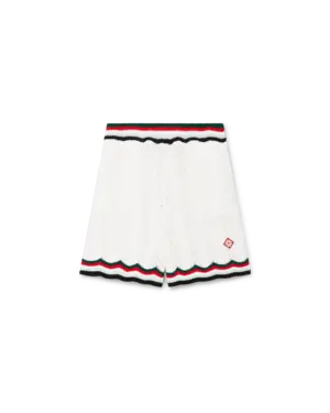 Casablanca Cotton Chevron Crochet Shorts - Multicolor