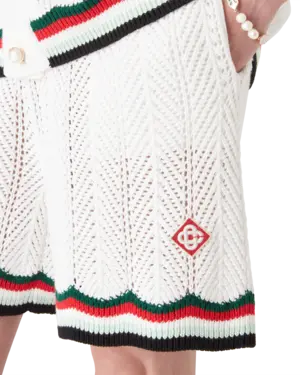 Casablanca Cotton Chevron Crochet Shorts